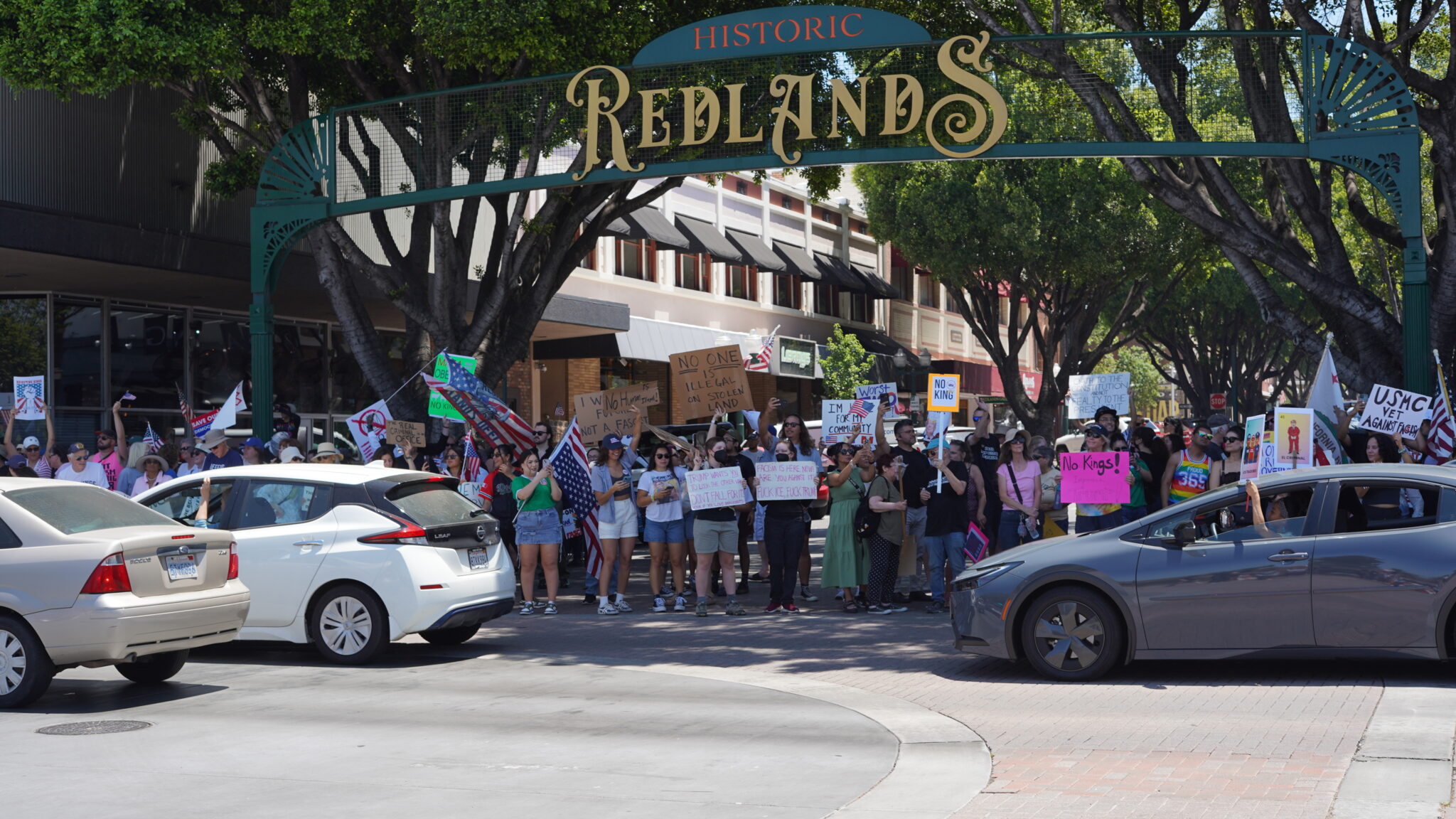 ‘No Kings’ Protest in Redlands Draws 1,200 Against Trump and ICE ...